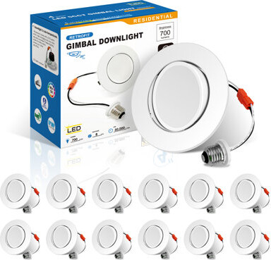 MW LIGHTING Modern 12 Pack 4 Inch Rotatable Retrofit Gimbal LED Can ...