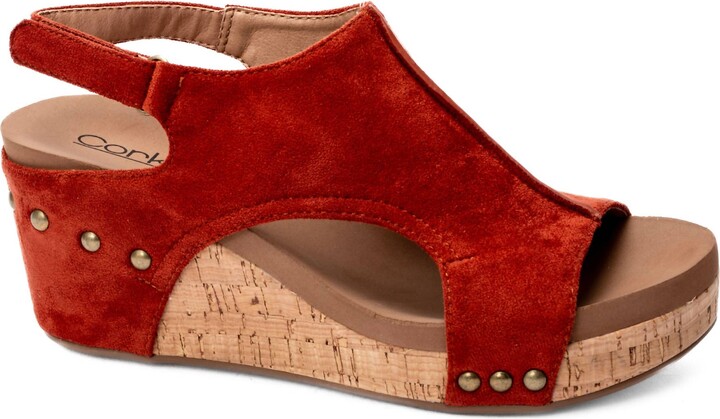 Corkys Footwear Carley Wedge In Rust Suede - ShopStyle