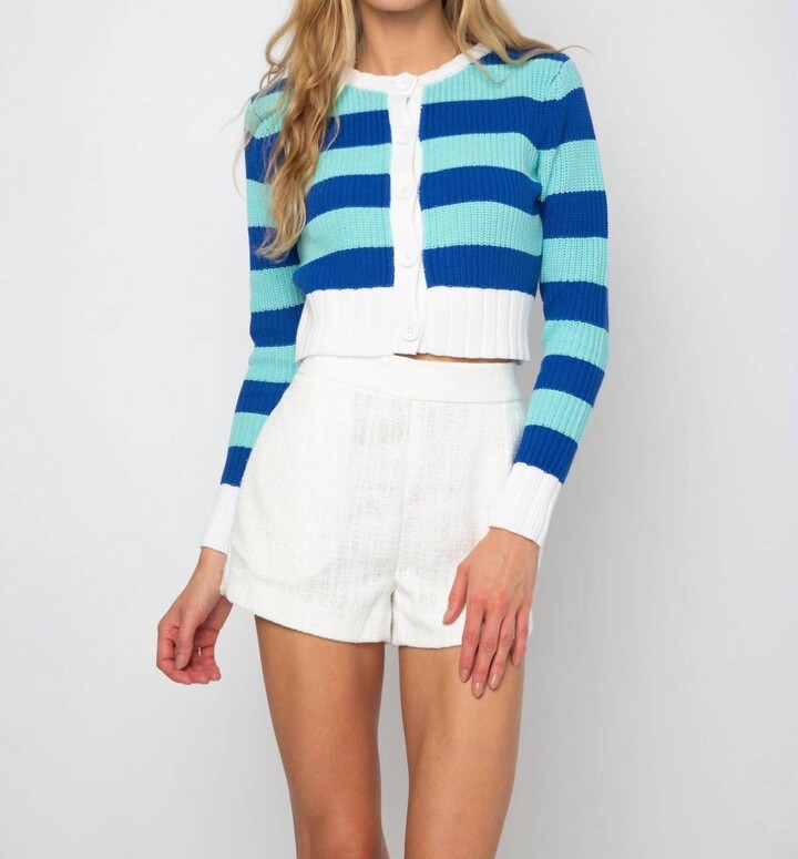 Central Park West Yasmin Cropped Cardigan In Blue Raz - ShopStyle