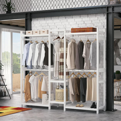 Rebrilliant Closet System Clothes Rack, Large Freestanding Garment Rack ...