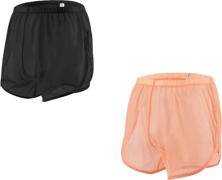 BIATWOWR Men'S Sexy Mesh Boxer Briefs Sheer See Through Shorts Loose ...