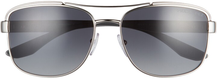 Prada 61mm Polarized Navigator Sunglasses - ShopStyle