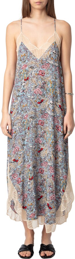 Zadig & Voltaire Ristyl Soft British Flowers Lace Trim Slipdress ...