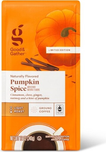 Naturally Flavored PUMPKIN SPICE Light Roast Ground Coffee - 12oz ...