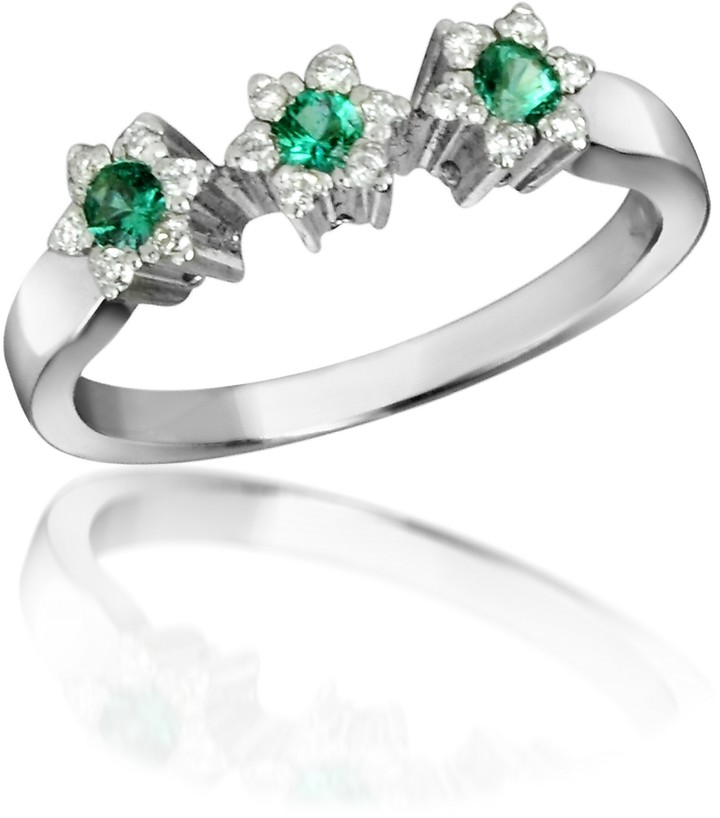 Incanto Royale 18K Gold Emerald and Diamond Trilogy Flower Ring - ShopStyle