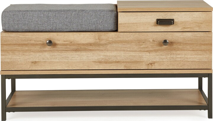 Dunelm Fulton Oak Effect Storage Bench Brown and Grey - ShopStyle