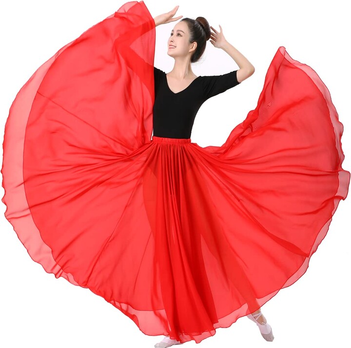 Backgarden 720 Sheer Chiffon 35" Long Ballet Skirt Maxi Skirt for ...