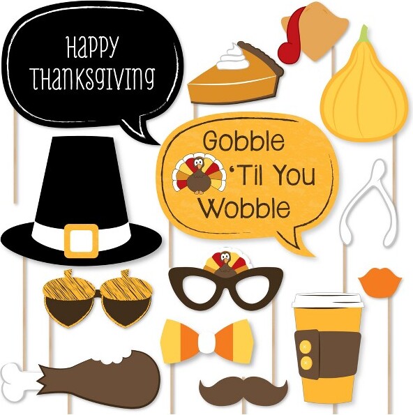 Big Dot of Happiness Give Thanks - Thanksgiving Party Photo Booth Props ...