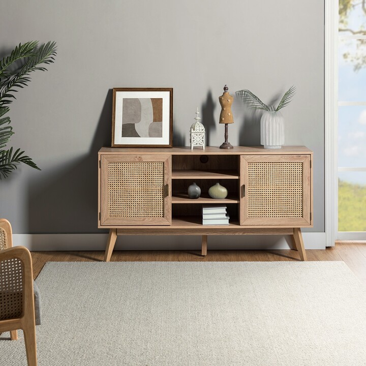 EDWINRAYLLC Modern High Quality TV Stand for TVs up to 65" with Two ...