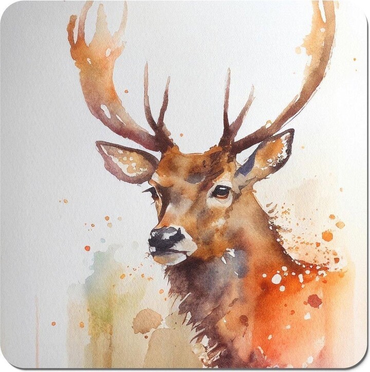 Warren Reed - Designer Majestic Stag Watercolour Coasters - Set of 4 ...