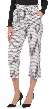 Belted Window Pane Pants - ShopStyle