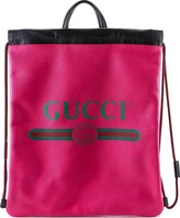 Gucci Logo Drawstring Leather Backpack - ShopStyle