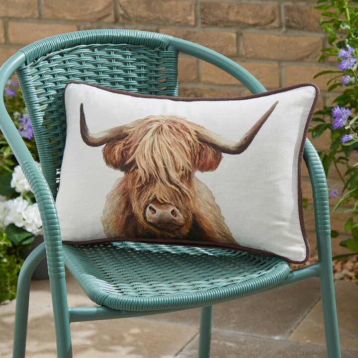 Dunelm Highland Cow Rectangular Outdoor Cushion MultiColoured - ShopStyle