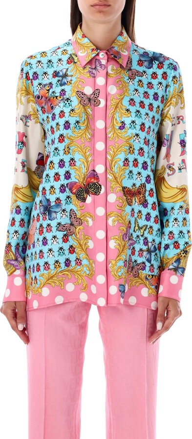 Versace Butterflies Silk Shirt - ShopStyle Tops