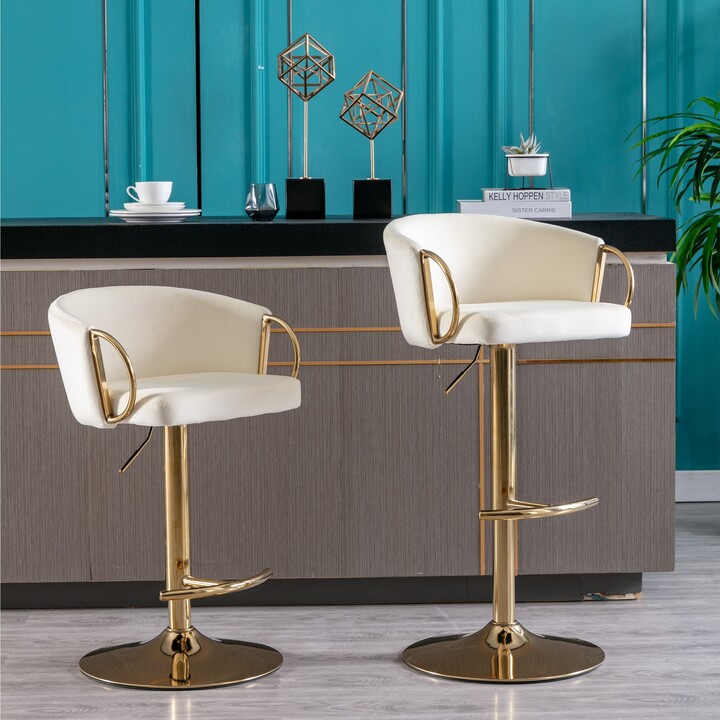 IGEMAN Set of 2 Bar Stools with Chrome Footrest And Base Swivel Height ...