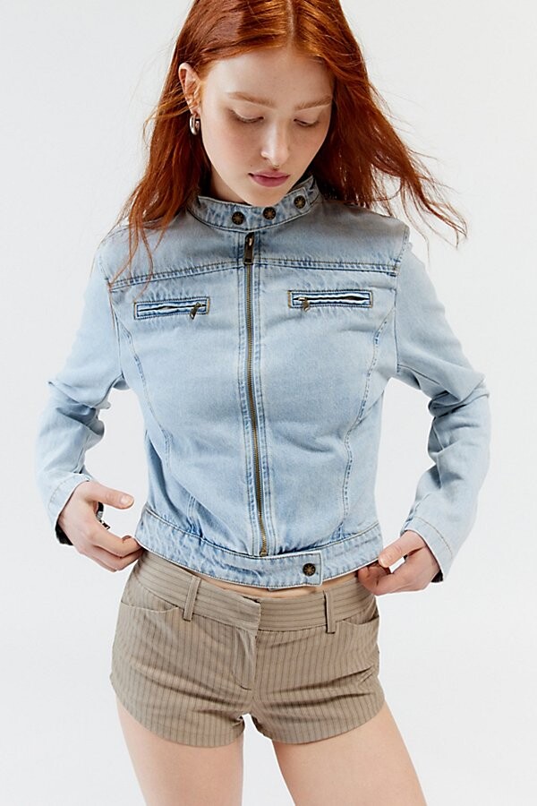 Lioness Bella Denim Moto Jacket in Blue - ShopStyle