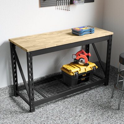 Whalen Furniture Gorilla Rack 60" Butcher Block Top Workbench ...