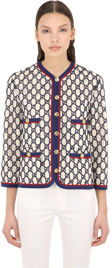 Gucci Gg Supreme Cotton Blend Macrame Jacket - ShopStyle