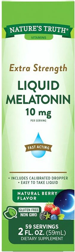 Nature's Truth Melatonin Liquid 10mg | 2 fl oz | Natural Berry Flavor ...