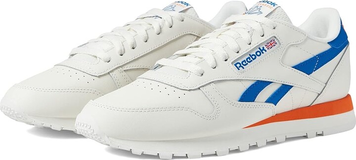 Reebok Classic Leather (Chalk/Vector Blue/Smash Orange) Shoes - ShopStyle