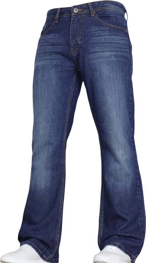 Von Denim Men's Wide Leg Bootcut Flared Bell Bottom Blue Heavy Denim ...