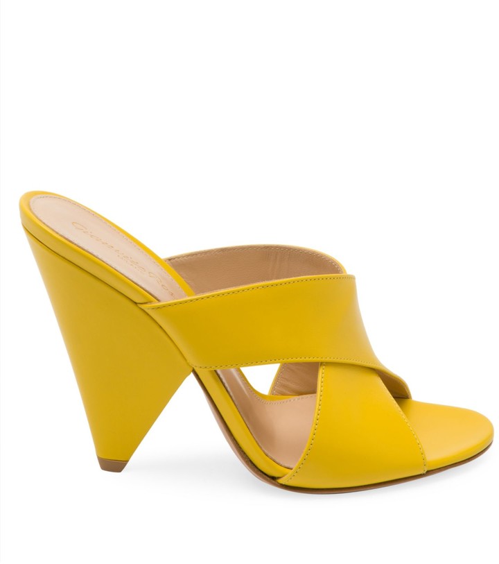 Gianvito Rossi Leather Triangle Heel Mule Sandals - ShopStyle