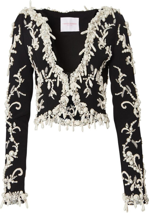 Carolina Herrera Deep U Matador embroidered jacket - ShopStyle