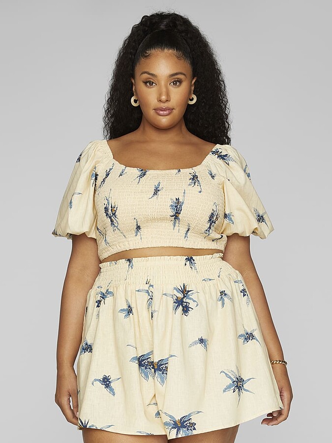 Fashion to Figure Amelia Floral Print Linen Crop Top - ShopStyle