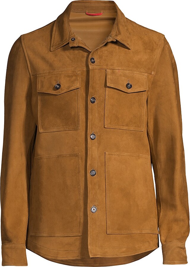 Isaia Suede Overshirt Jacket - ShopStyle