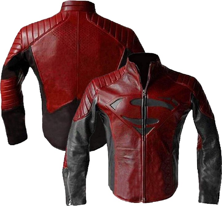 Fashion_First Superman Leather Jackets Men Black Faux Leather Biker ...