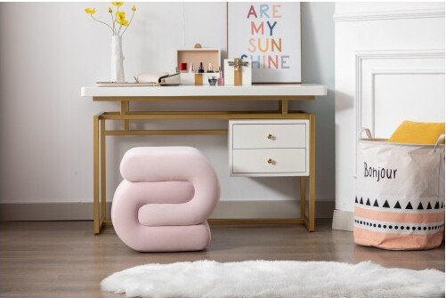 Coco Irregular Upholstered White Velvet Ottoman-The Pop Maison ...