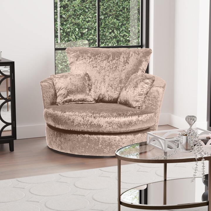 SofasWorld Collection Blake Crushed Velvet Swivel Chair Cream - ShopStyle