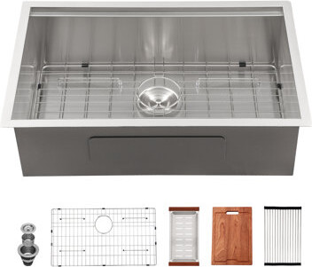 Logmey 33" L x 19" W Undermount Kitchen Sink Workstation Sink 16 Gauge ...