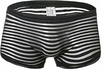 SUPERCH Boxers Mesh Sheer Striped Underwear Men Sexy Transparent ...