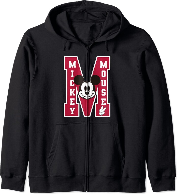Disney Mickey And Friends Mickey Mouse College Style Logo Zip Hoodie ...