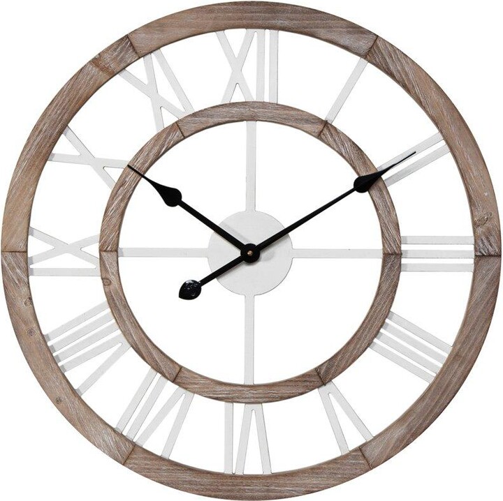 HOMETIME Shabby Chic Round Wall Clock Cut Out Dial 60cm - ShopStyle