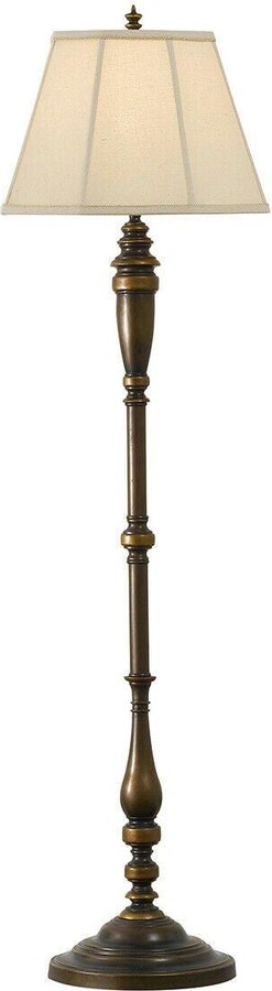 Loops Floor Lamp Steel Stem Natural Textured Linen Shade Astral Bronze ...