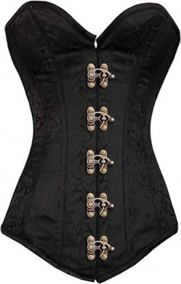 CorsetStreet Black Longline Brocade Gothic Corset Costume Antique Clasp ...