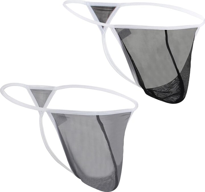 MUEBAIRES Men Thongs Low Rise G-string See Through Sexy Enhancing Bulge ...