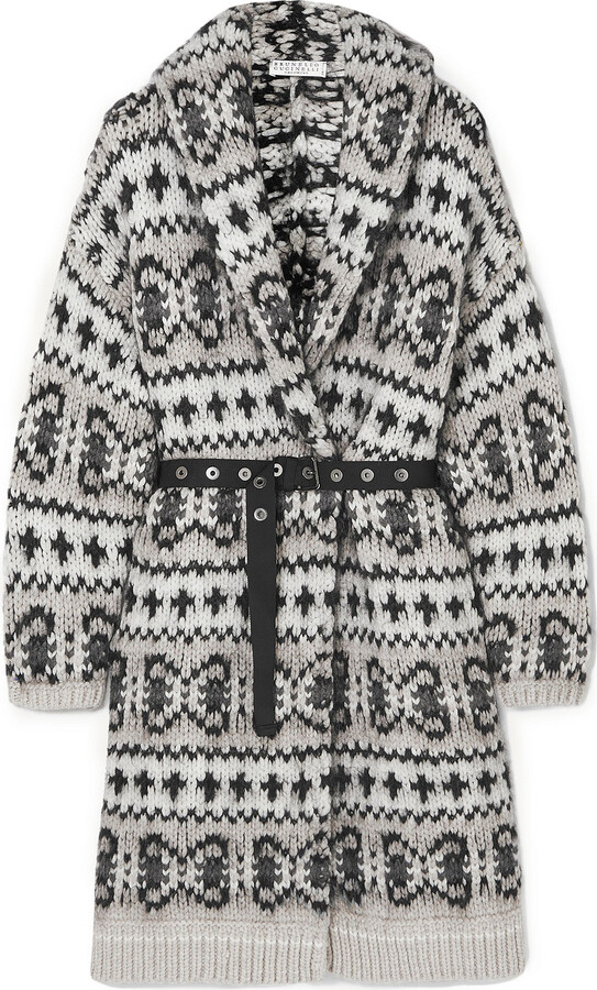 Brunello Cucinelli Belted Fair Isle Cashmere-blend Cardigan - ShopStyle