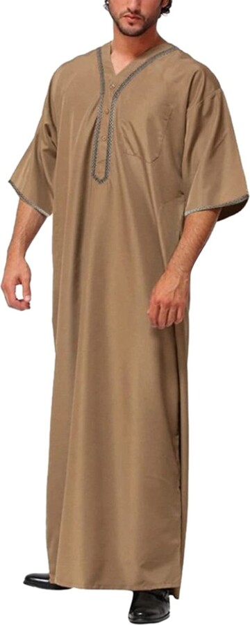 COOFANIN Kids Valentines Mens Thobe Kaftan Islamic Clothing Muslim Mens ...