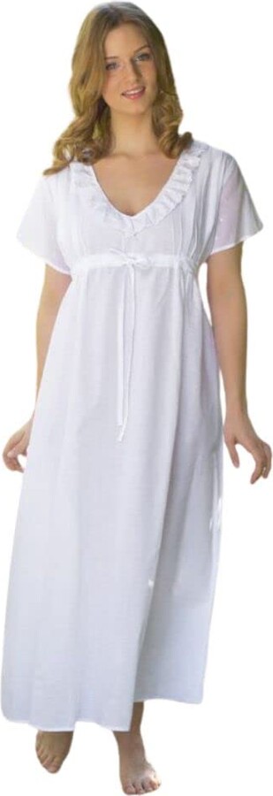 Lunn Antiques Regency Style White Polka Dot Nightdress | Short Sleeve ...