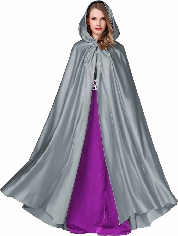 BEAUTELICATE BAEAUTEICATE Wedding Cloak Cape with Hood Long Satin ...