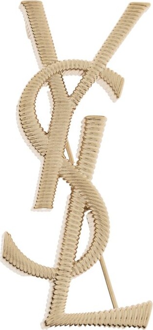 Saint Laurent Cassandre Logo Engraved Brooch - ShopStyle Pins