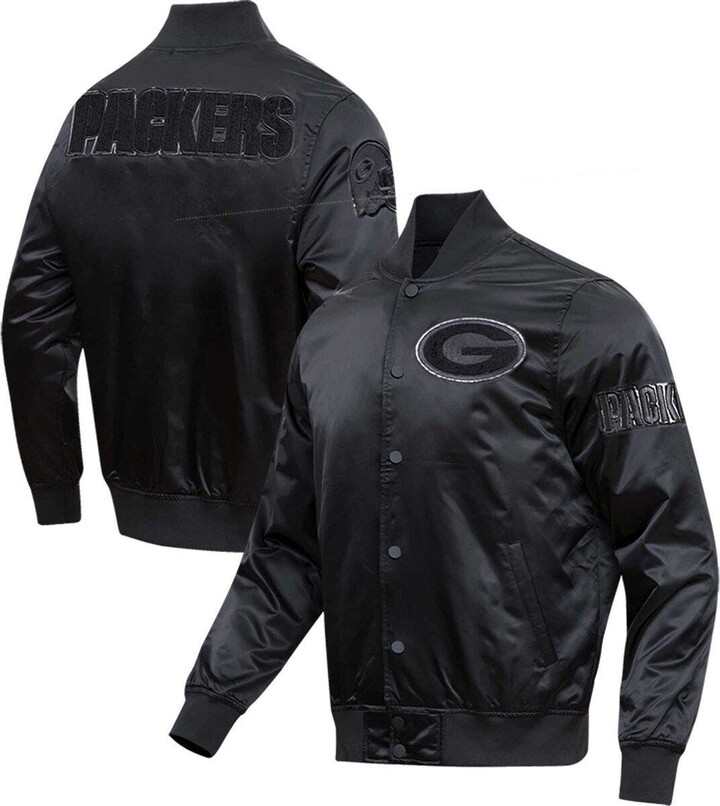 Men's Pro Standard Green Bay Packers Triple Black Satin Full-Snap ...