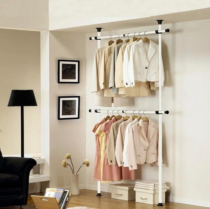 House of Home Telescopic Clothes Rack Wardrobe Organiser Hanging Rail ...