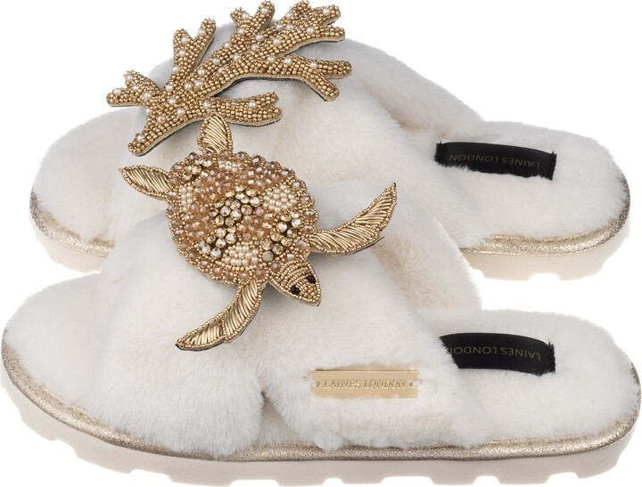 Laines London Women's White Ultralight Chic Slipper Sliders With ...