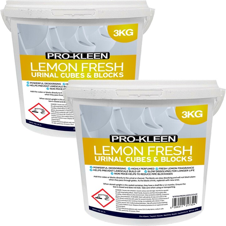 ProKleen Urinal Channel Slow Dissolving Blocks Lemon Fragrance 2 x 3KG ...