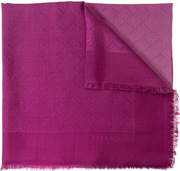 Ferragamo Monogram Jacquard Frayed-Edge Scarf - ShopStyle Scarves & Wraps