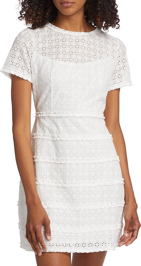 HVN Women's Mini Natalie Eyelet-Embroidered Minidress - White Eyelet ...